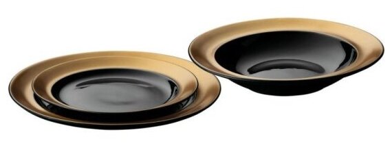 Набор тарелок Berghoff чёрный, фарфор, 21/24,5/26,5 см, 3 штуки