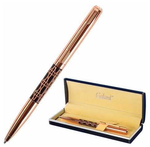 Ручка подарочная шариковая GALANT «Interlaken», корпус золотистый с черным, золотистые детали, пишущий узел 0.7 мм, синяя