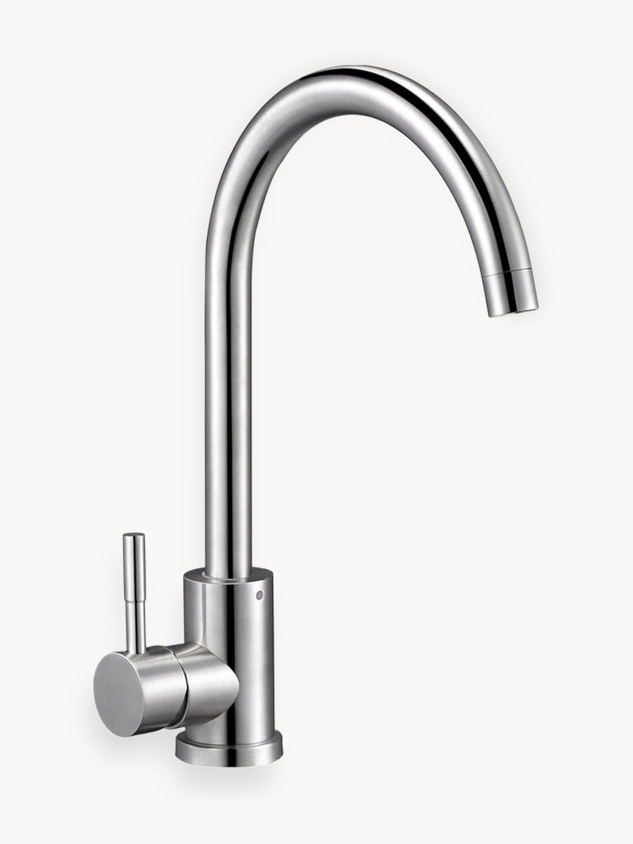 Смеситель для кухни Solone "EZA4-D090", поворотный излив, нержавеющая сталь