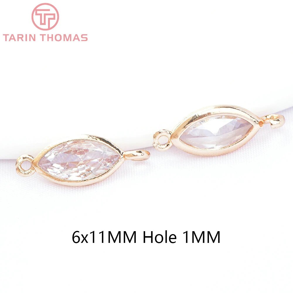 Латунные подвески с цирконием TARIN THOMAS, 10 шт, золотого цвета 6708-Leafs Big