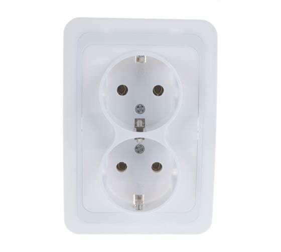 Розетка двухместная UNIVersal серия Валери с/з, с/у, 16А, 220В, белая (еврослот) В0128