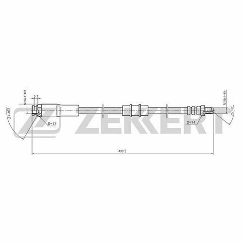 Шланг тормозной передний Citroen Jumper (230_) 94- Peugeot Boxer (230_) 94- Fiat Ducato (230_) 94- ZEKKERT bs9387