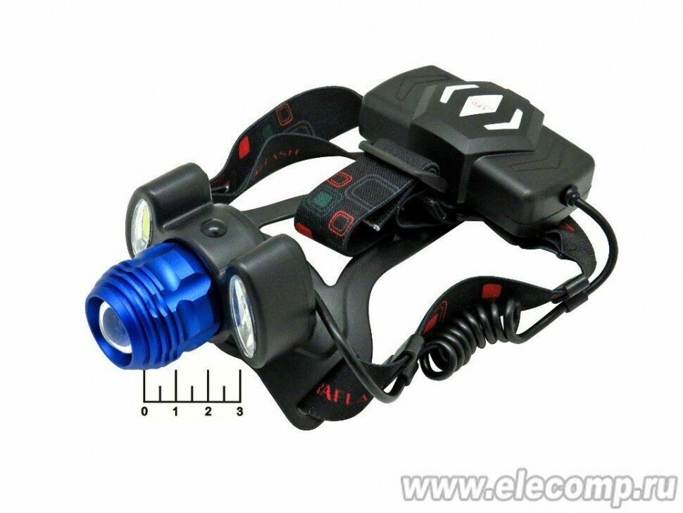 Фонарь налобный 2*18650 3 светодиода белый аккумуляторный Ultraflash E1334 zoom 4 режима