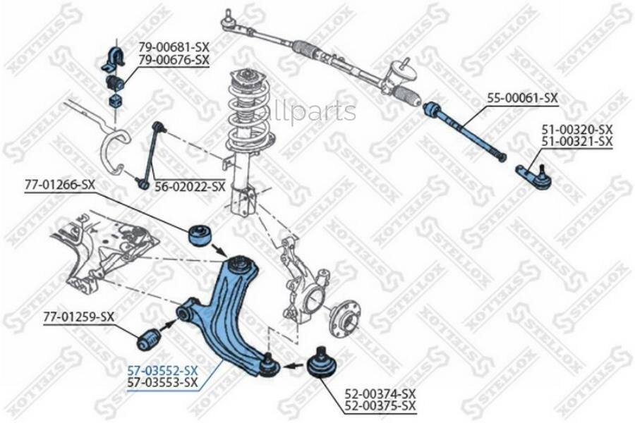 STELLOX 5703552SX рычаг передний левый!\ Renault Kangoo 1.6/1.5DCi 08>