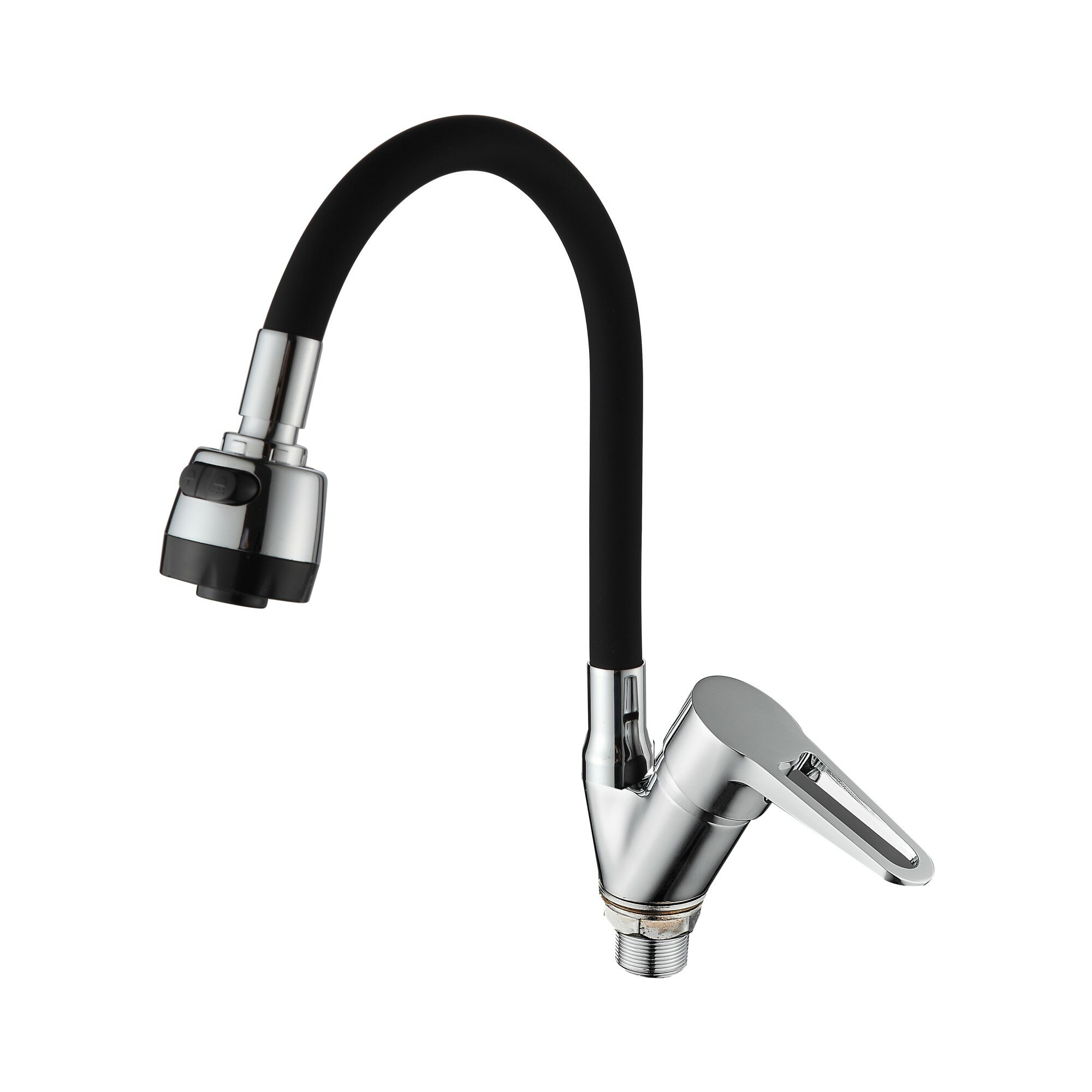 Смеситель для кухни с гибким изливом и режимом "душ" D-Lin D150303-1T, хром/черный