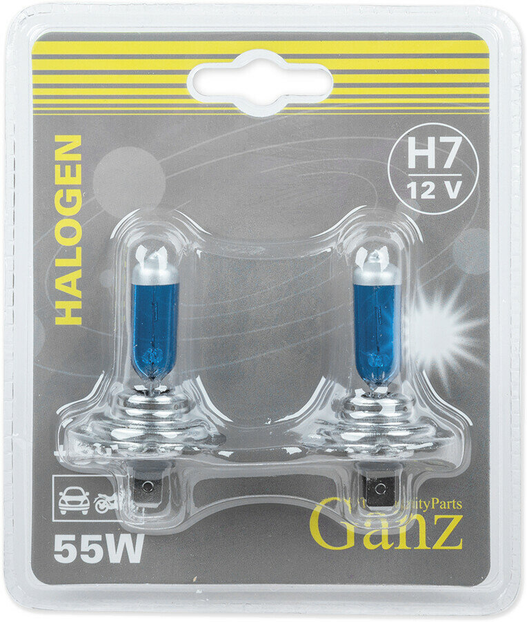 Лампа 12V H7 55W +50% PX26d 5000K GANZ 2 шт. блистер GIP06056