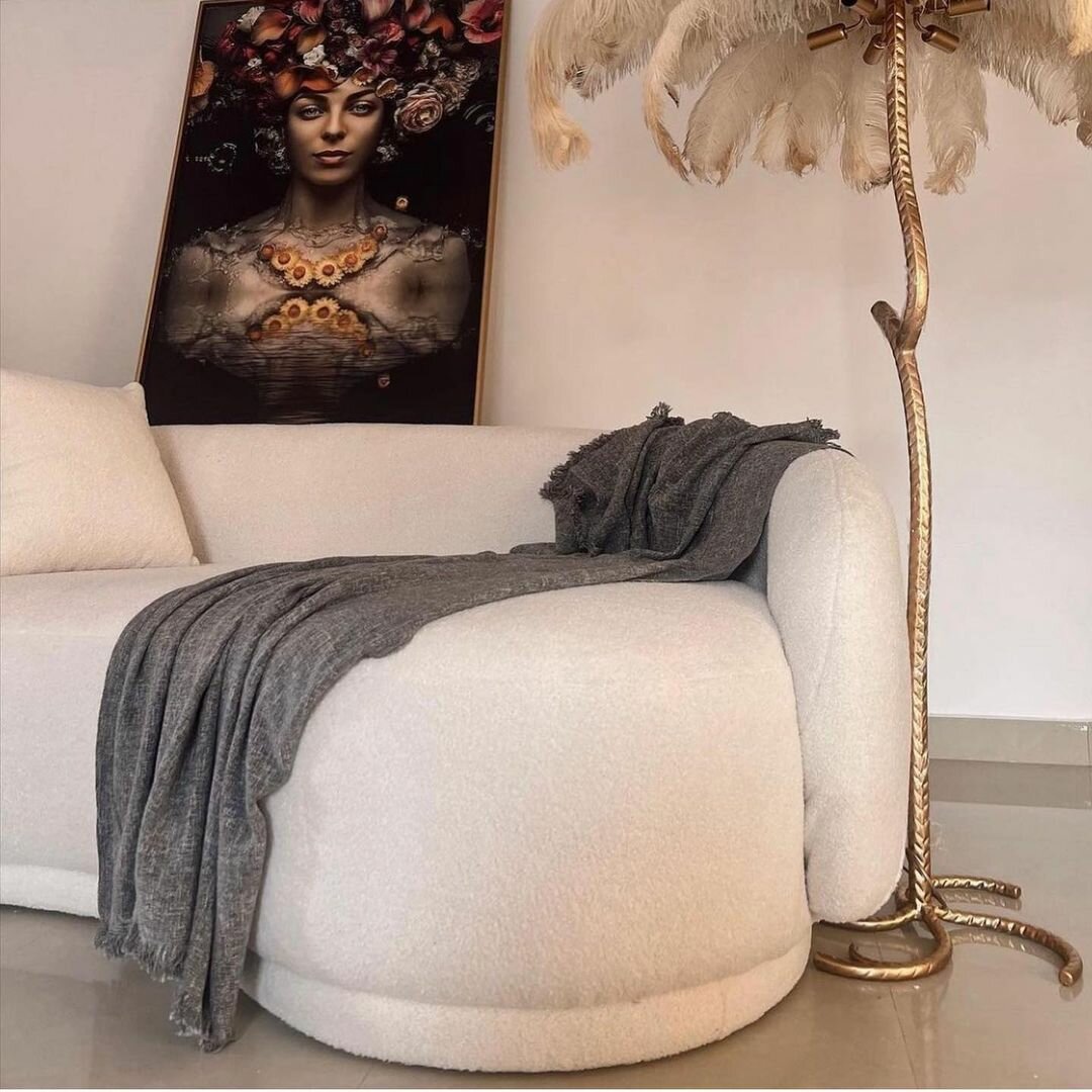 Диван MINOTTI 202 см, белый, букле, дизайнерский, мягкий — фото 1