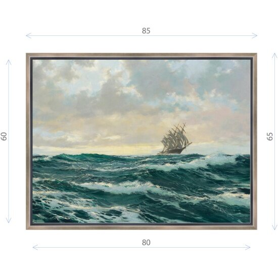 Картина Декор Депо Монтегю Доусона Преодолевая волны Матовый холст в раме 65х85 см