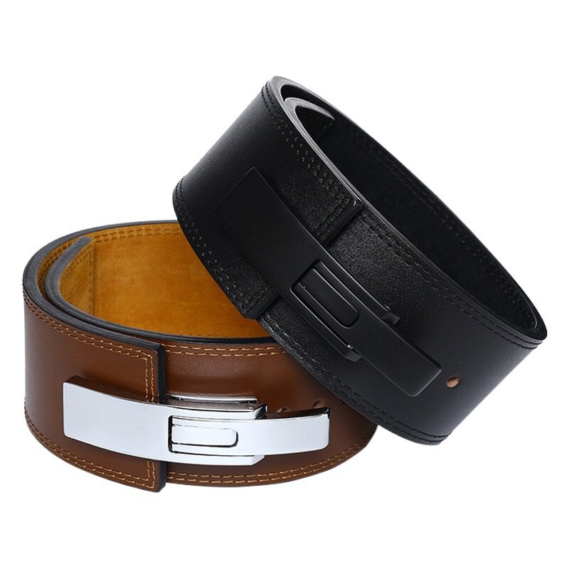 Пояс для фитнеса, воловья кожа, унисекс, черный