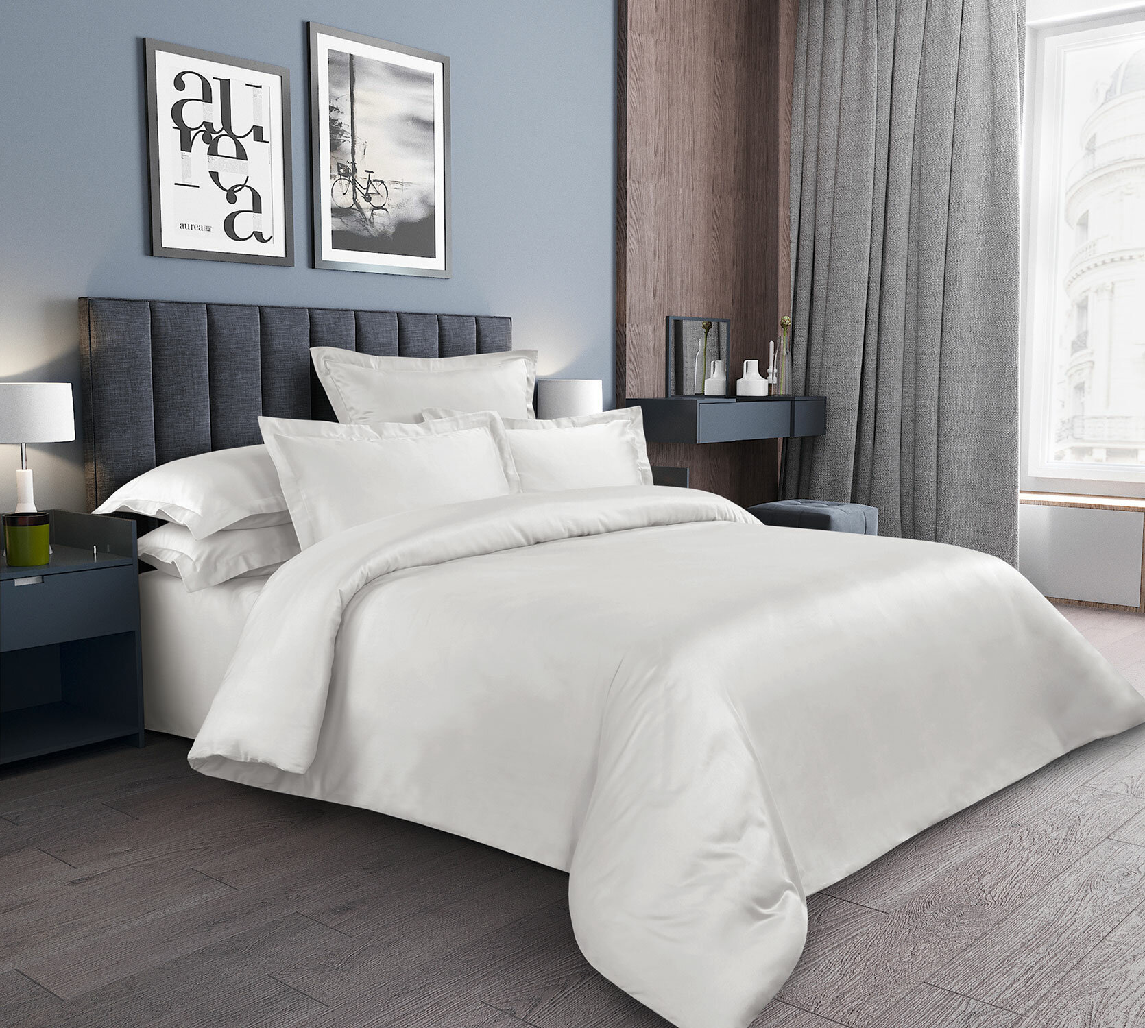 Постельное Белье 2-сп. с Европростыней Сатин Однотонное Жемчужное "Мираж" 100% Хлопок 3313U