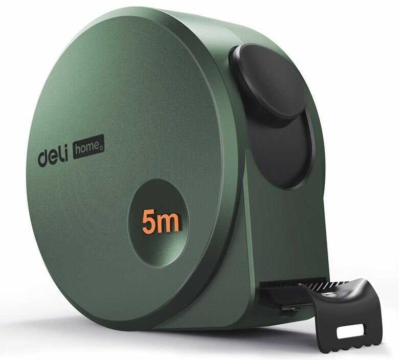 Рулетка "Home Series Green" Deli HT8519L 5мх19мм (Эксклюзивный дизайн, корпус из софттач пластика, противоскользящая резиновая вставка, подарочная упаковка)