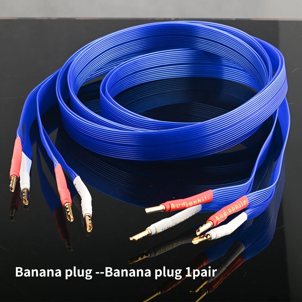 Красный/синий HiFi кабель для динамиков OCC посеребренный blue Banana-Banana, 1,5 м