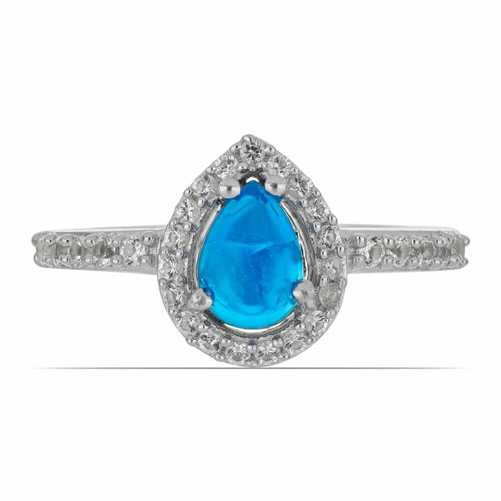 Кольцо, серебро, 925 проба, родирование, опал, топаз