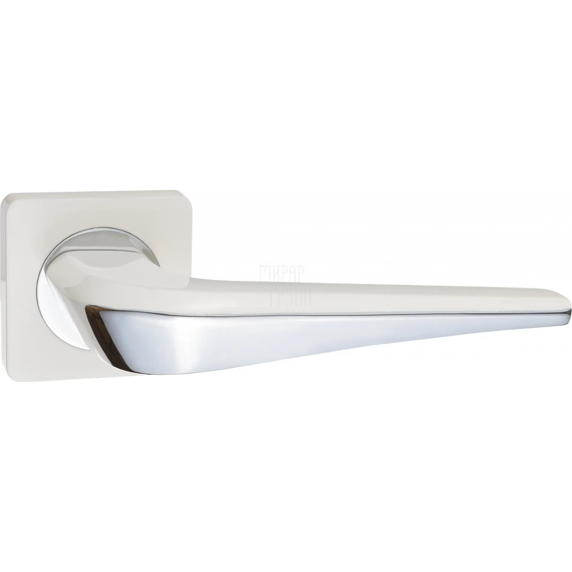 Дверные ручки Renz (Ренц) "Фиоре" INDH 425-02 на квадратной розетке белый + полированный хром