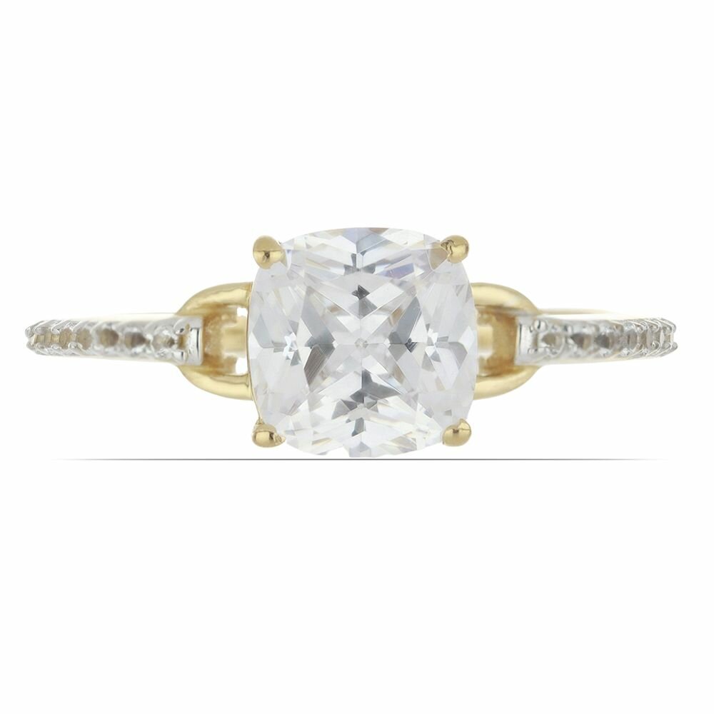 Кольцо, серебро, 925 проба, фианит, топаз