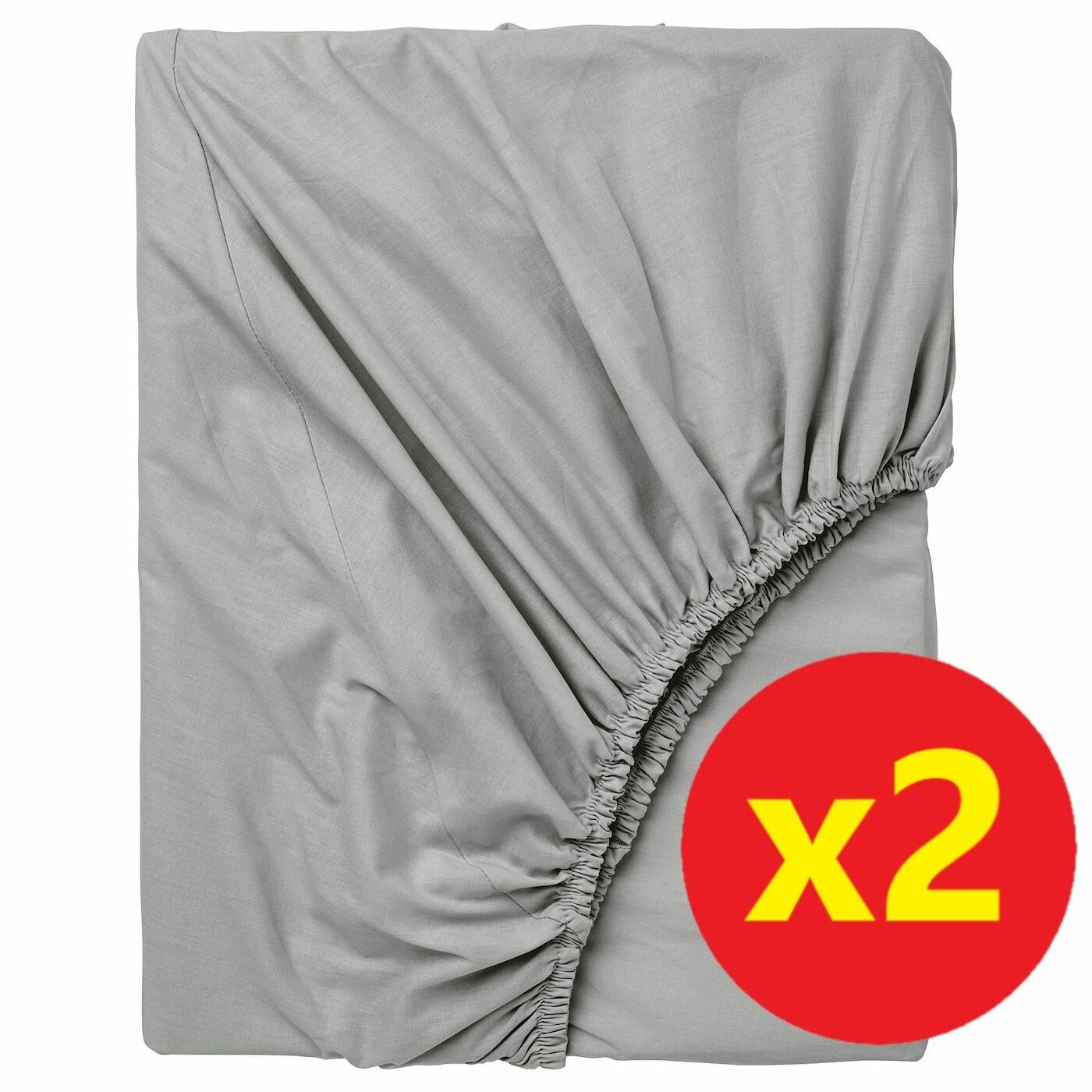DVALA Простынь на резинке 90x200 см икеа, 2 шт натяжные/светло-серые (s10482461)