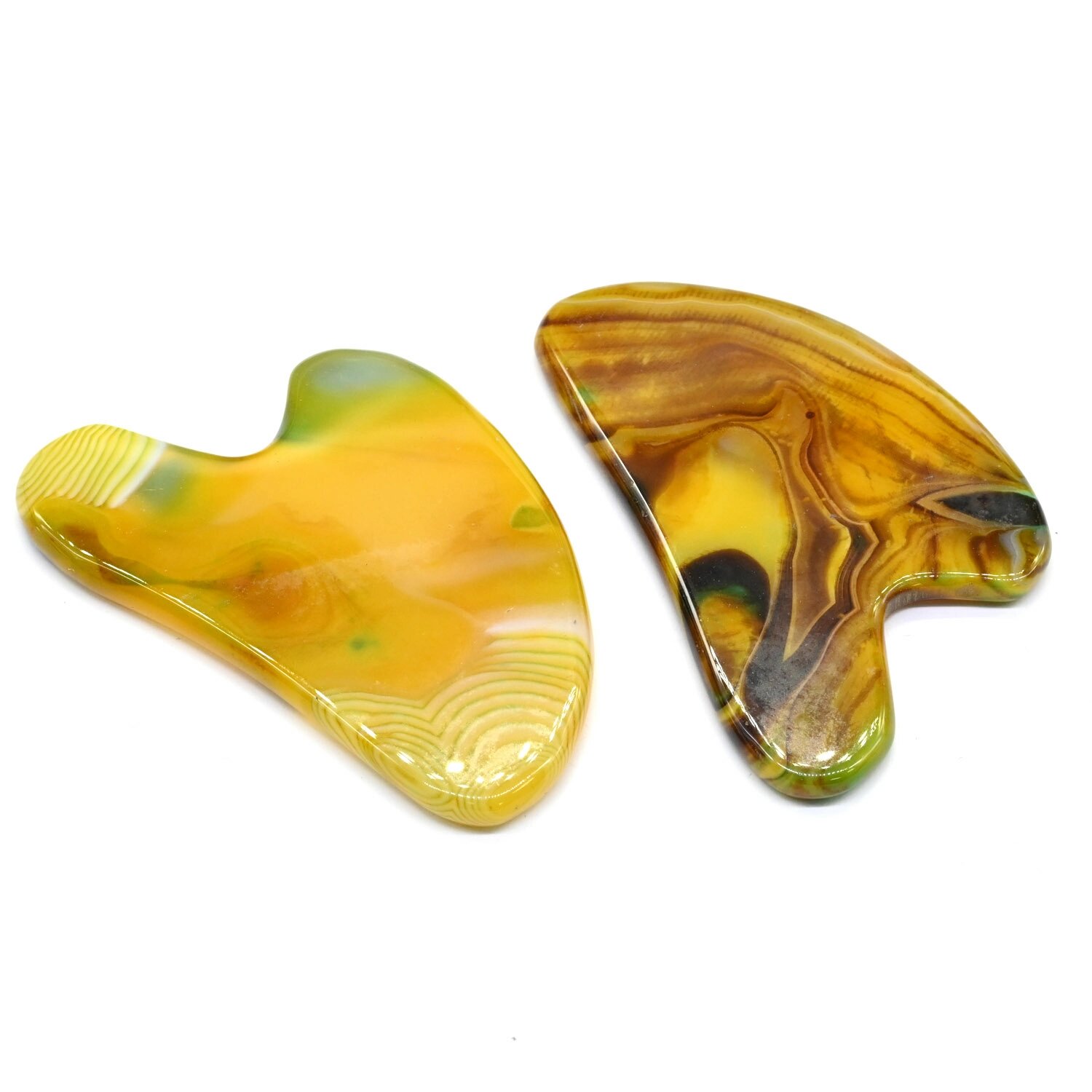 Скребок Гуаша из агата тонированного Сердечко 80*52мм