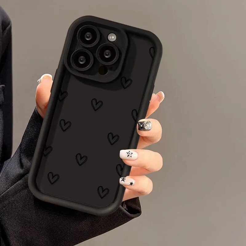Простой чехол Love Heart для iPhone 14 Pro Чехлы для iPhone 17 16 15 11 12 13 Pro Max 14 15 Plus 17 7 8 X XR XS Max Мягкий силиконовый чехол 1-DG57, For iPhone 15