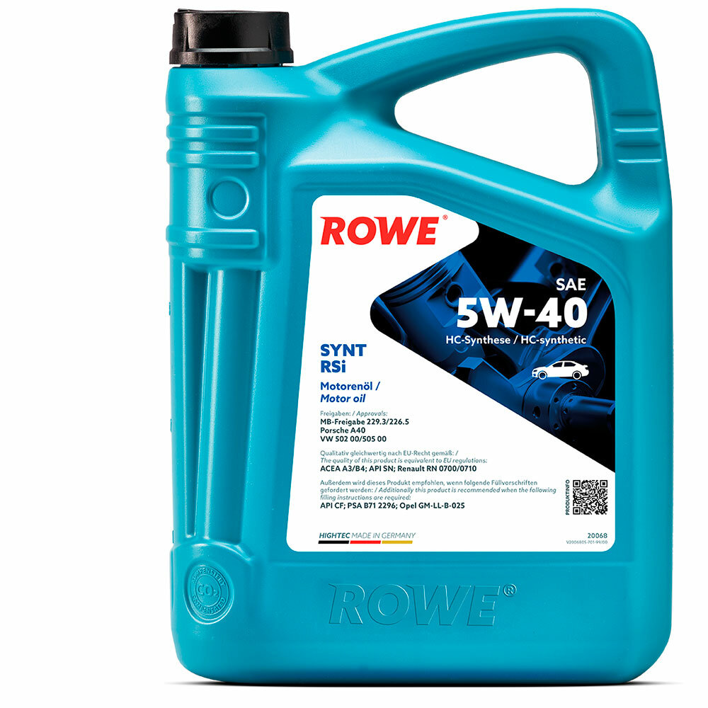 Масло моторное ROWE HIGHTEC SYNT RSi SAE 5W-40 (4л) ROWE-5W40-H-RSI-4L