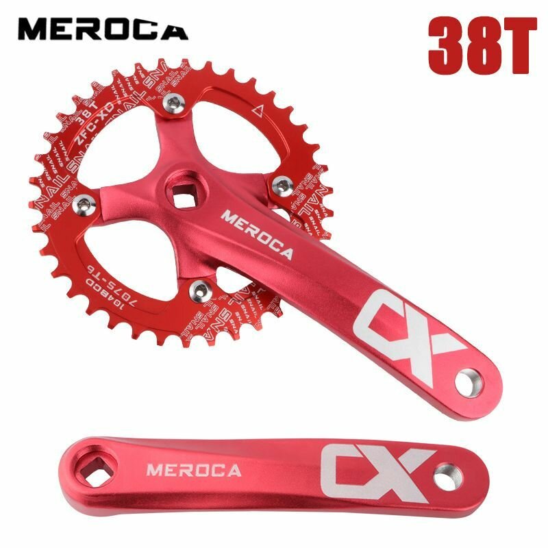 Шатун для горного велосипеда MEROCA с квадратными отверстиями, со звездочкой 38T-104BCD, 170ММ , красный