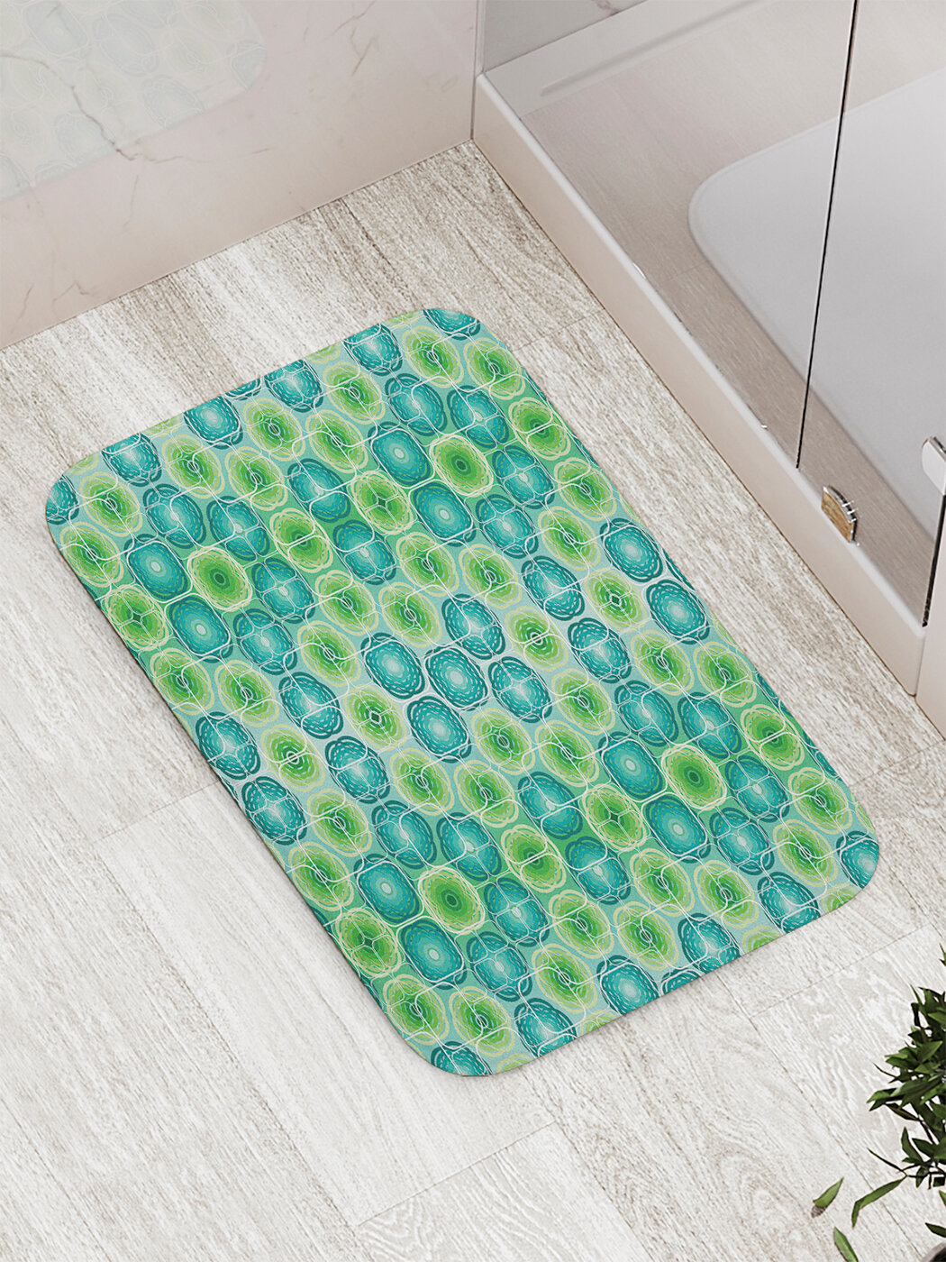 Коврик для ванной комнаты, туалета "Плетение под квадратами" противоскользящий, 52х77 см, JoyArty