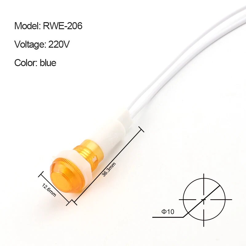 Сигнальные лампы CNNCKDL 10 мм, красный/зеленый/желтый, 12/24/220/380 В 220V Yellow