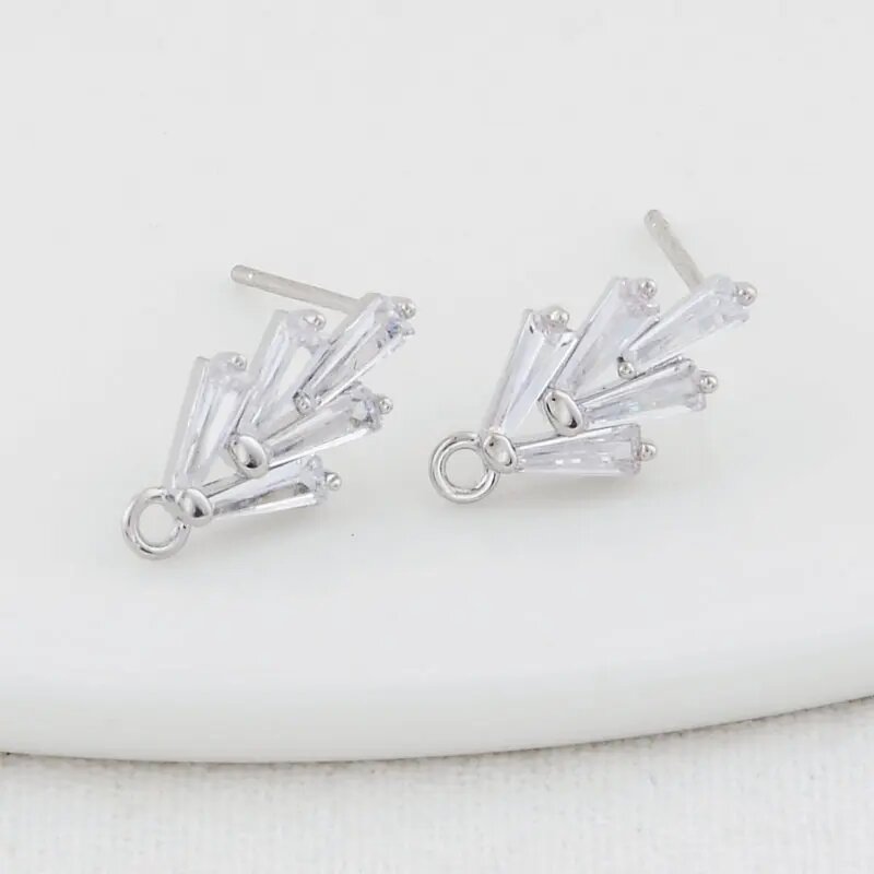 Серьги гвоздики с цирконом, Platinum Color, 2 PCS