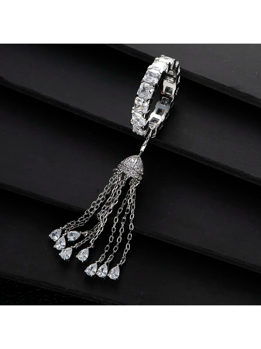 Кольцо, циркон, фианит, кристалл