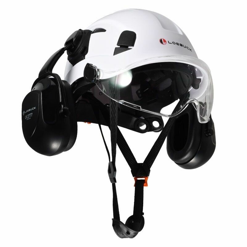 CE защитная строительная каска с двойными очками и наушниками