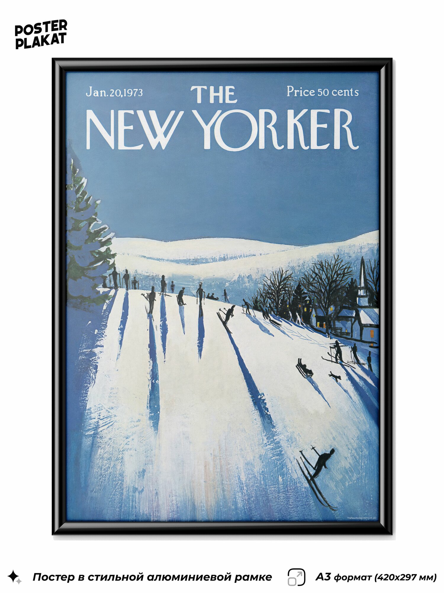 Постер с обложкой The New Yorker, Нью Йоркер, выпуск 20 января 1973 г, на стену для интерьера, в раме, А3 (420х297 мм), Постер Плакат