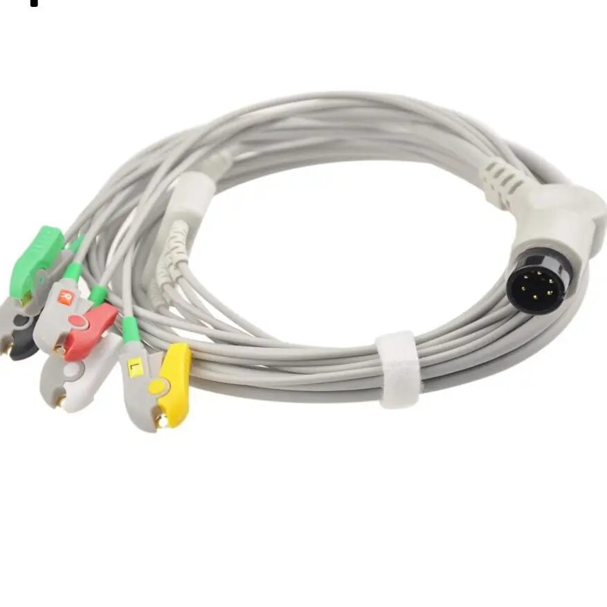 Совместимый дефибриллятор серии Zoll M 5, свинцовый кабель ЭКГ с 6 контактами, зажимом, AHA