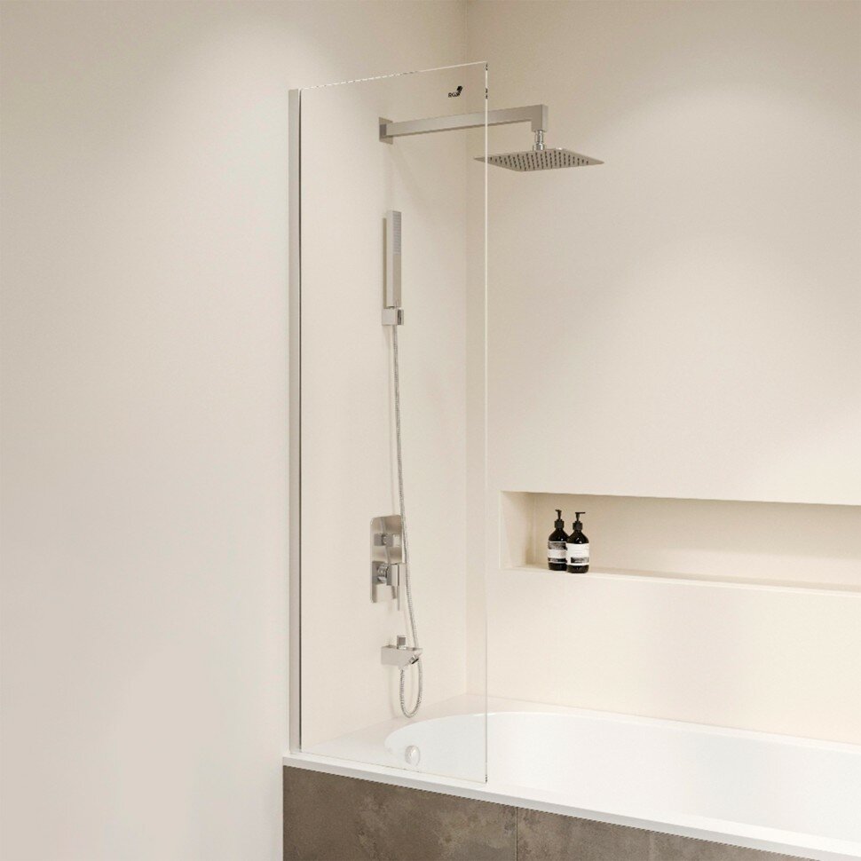 Шторка на ванную RGW SC-056-8 Screens, прозрачное стекло, анти капля, 150x40 см, хром