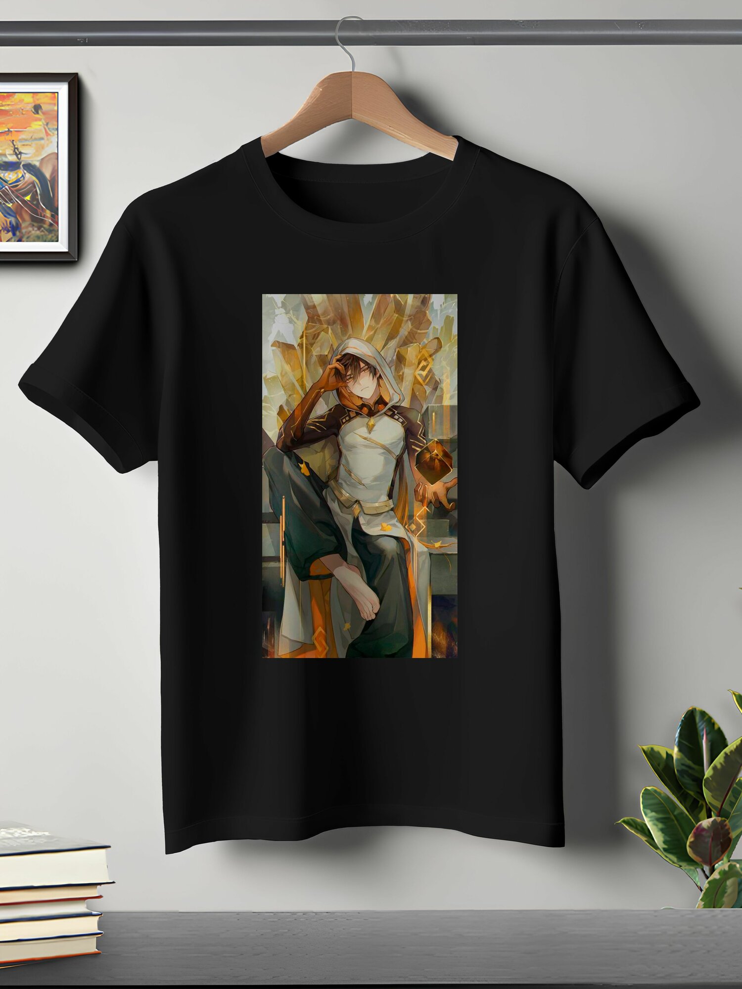 Футболка  Детская ONEQ 110 (5-6) размер с принтом Genshin Impact, черная