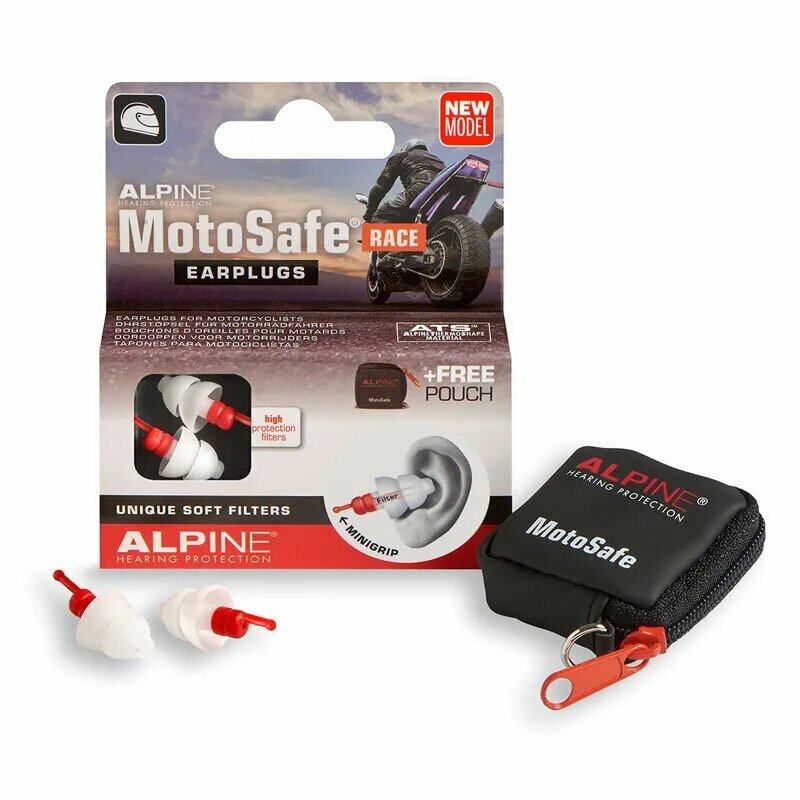 Беруши Alpine MotoSafe Race, многоразовые, для мотоспорта, шумоподавление до 20 dB