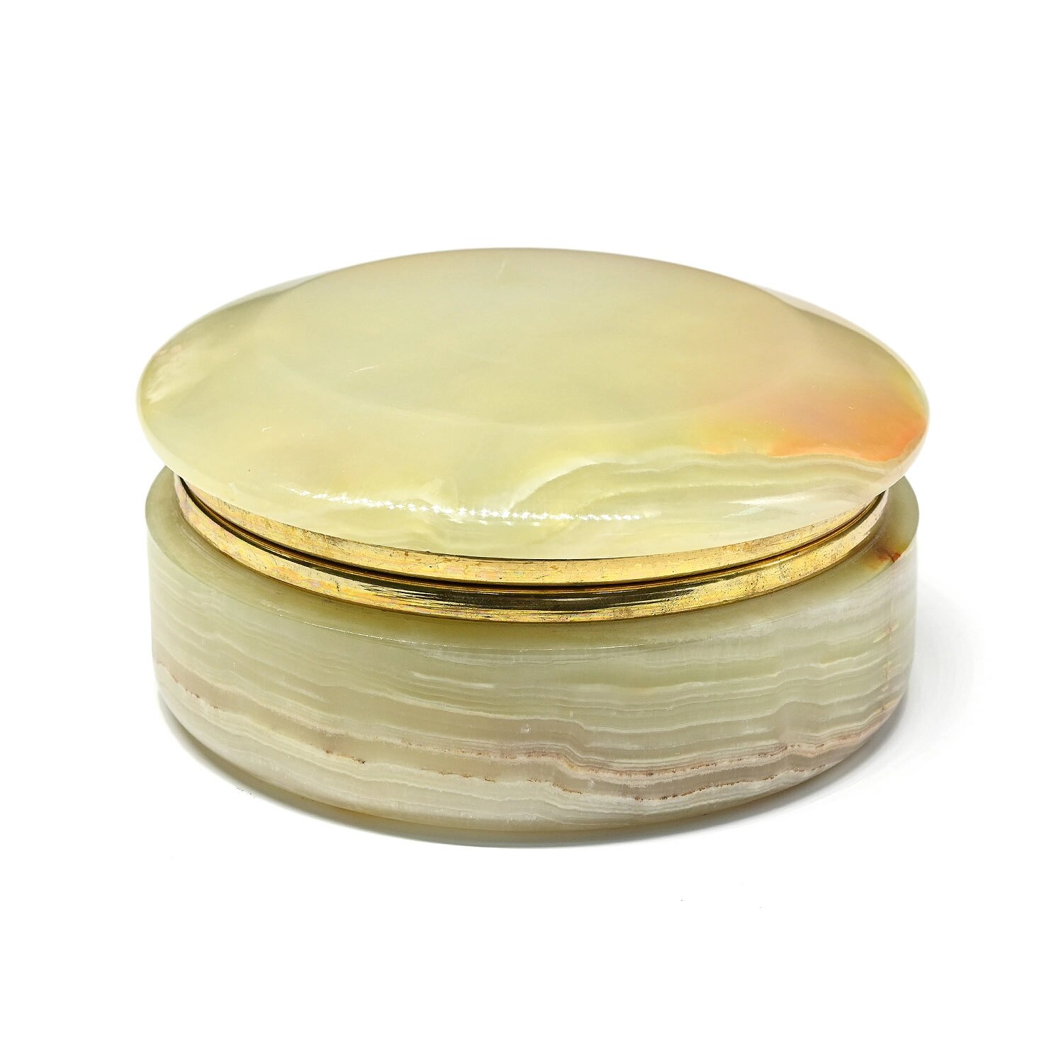 Шкатулка из оникса круглая 5 (130*130*62мм) .