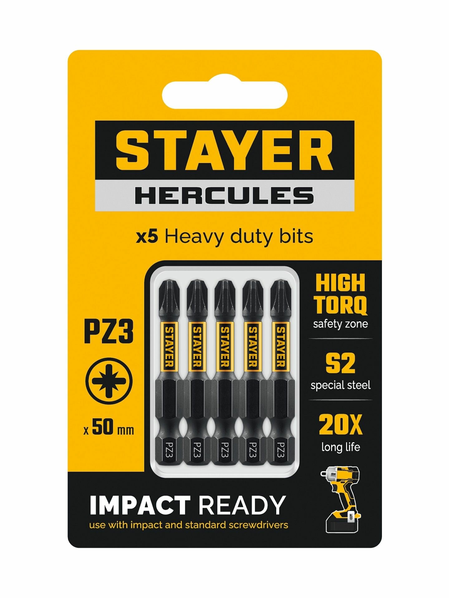STAYER HERCULES PZ3 50 мм 5 шт торсионные биты 26233-3-50-5