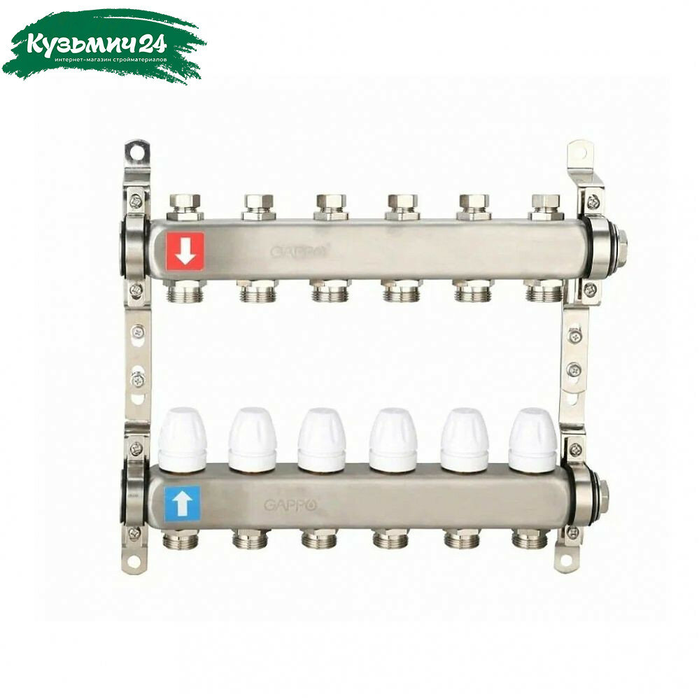 Коллектор Gappo G428.6 регулируемый с расходомерами 6 выходов