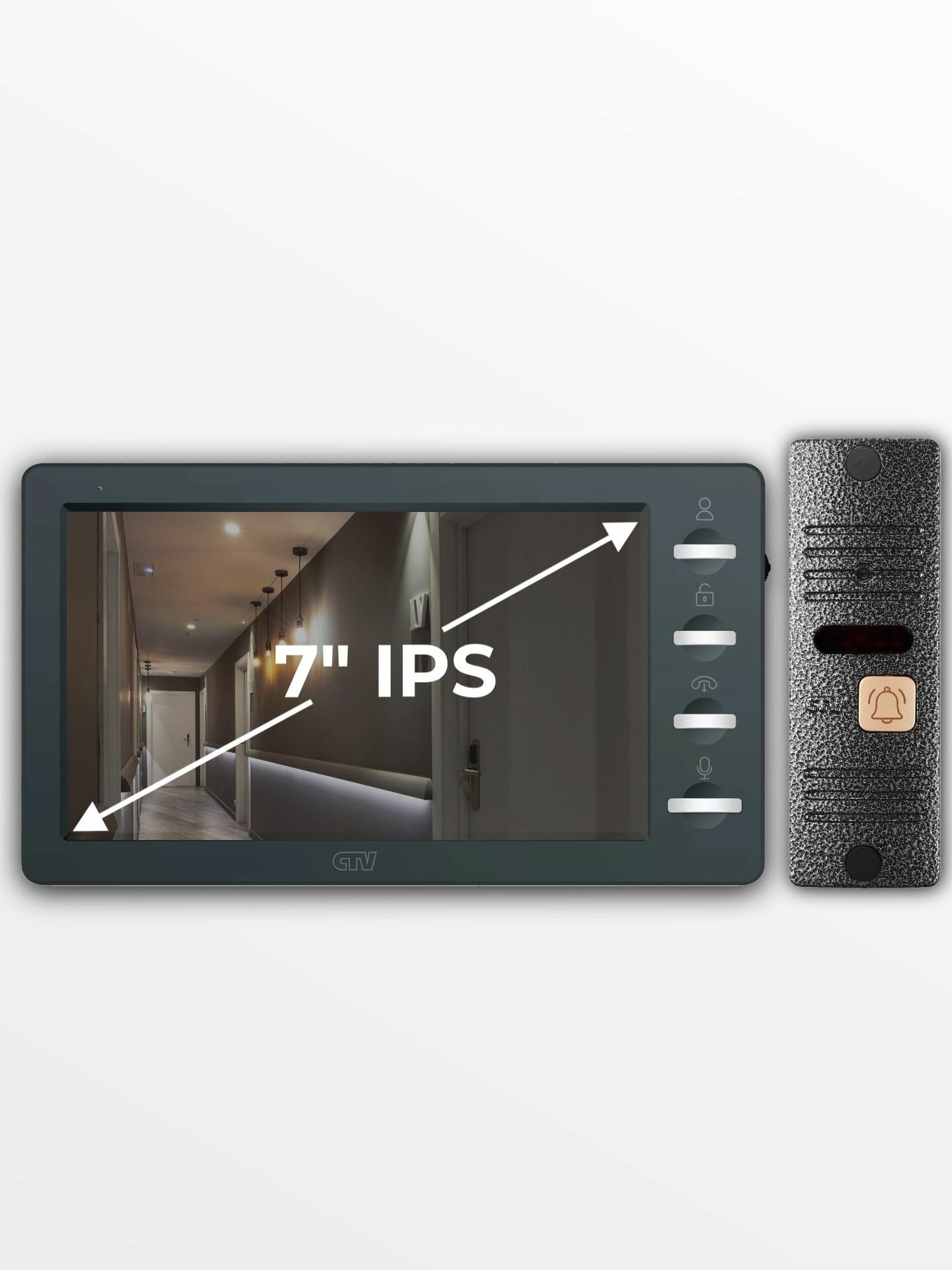 Комплект видеодомофон для квартиры: аналоговый монитор 7" CTV-M3702 Gamma + вызывная панель CTV-D10 Plus, для дома или офиса, удаленное открытие замка, подключение к подъездному домофону