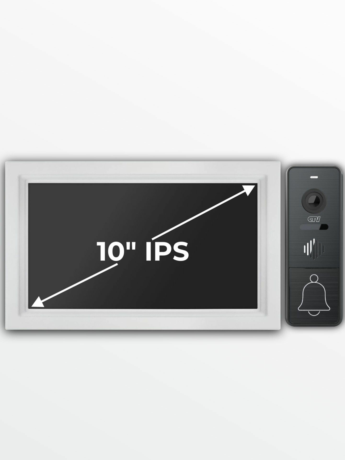 Комплект WiFi видеодомофон для квартиры: монитор 10" CTV-M5109AI Image (W) + вызывная панель CTV-D4005 (G), для дома или офиса, управление со смартфона, AI-функции, подключение к подъездному домофону