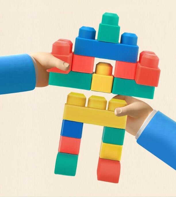 Ребенок собирает и вставляет игрушки, набор для сборки мини-конструкторов мягкие строительные блоки из 16 штук