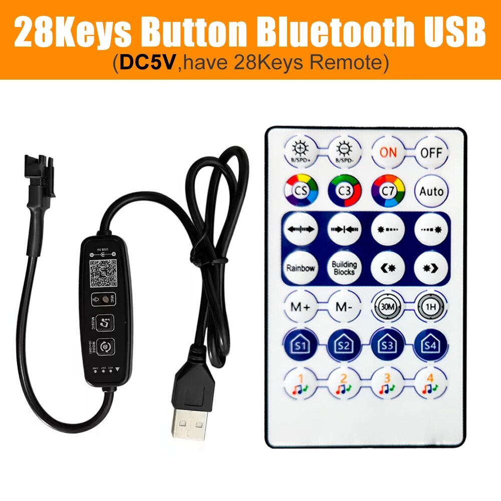 RGB контроллер WS2812B, 28Keys USB, Bluetooth, Белый