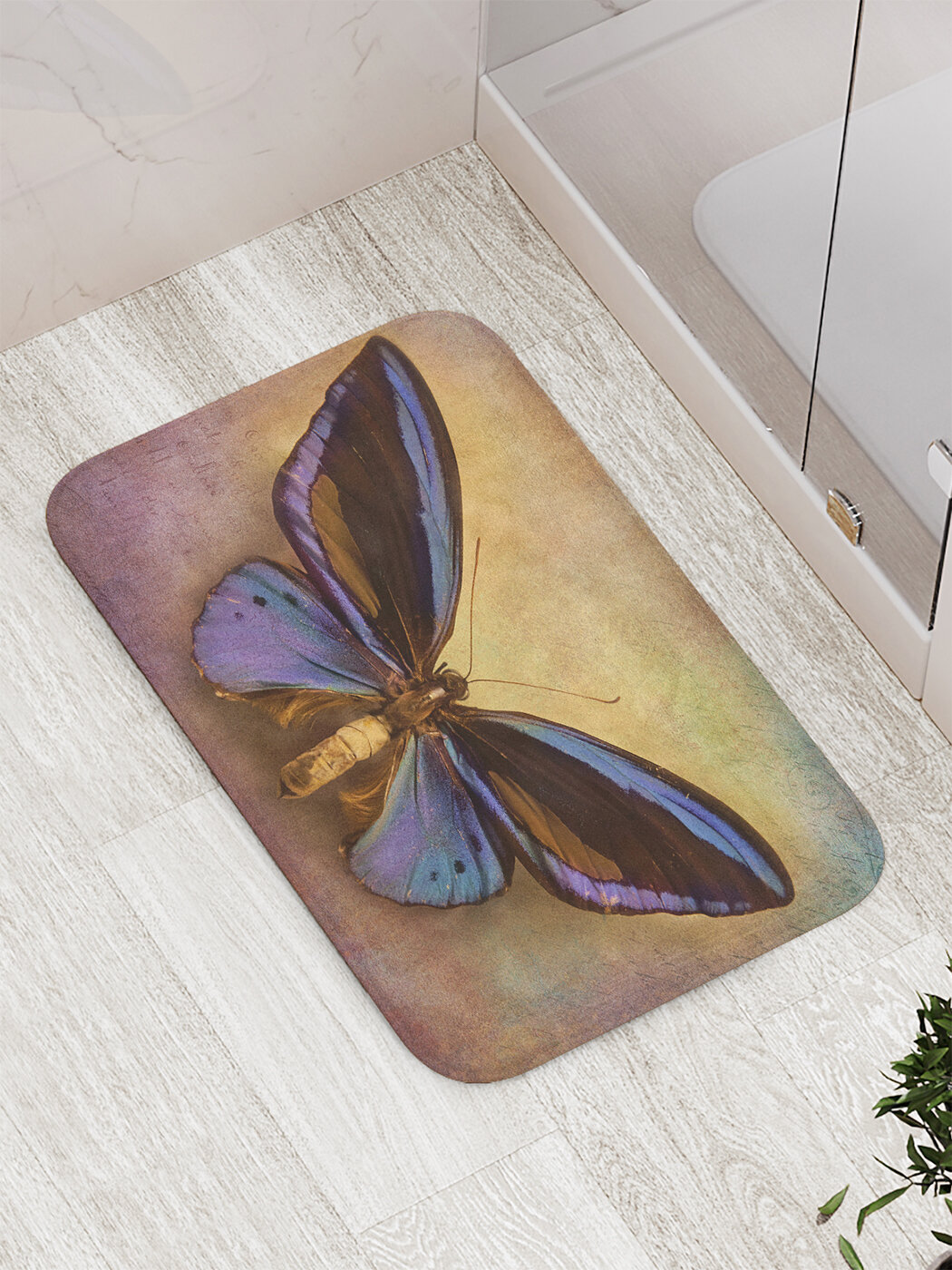 Коврик для ванной комнаты, туалета "Ночная бабочка" противоскользящий, 52х77 см, JoyArty