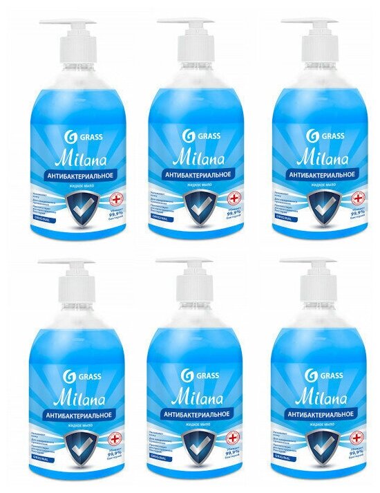 GraSS "Milana" Жидкое мыло антибактериальное, 500мл, 6 шт