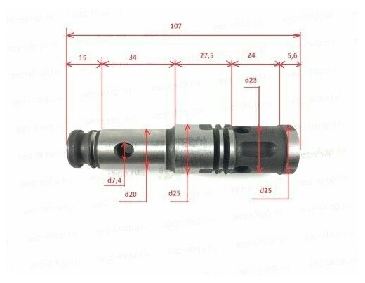 Ствол для китайских вертикальных перфораторов (длина - 107 мм, диаметр - 25 мм) Sturm, Stern, Omax, Энергомаш, Спецмаш, Электроприбор и пр.