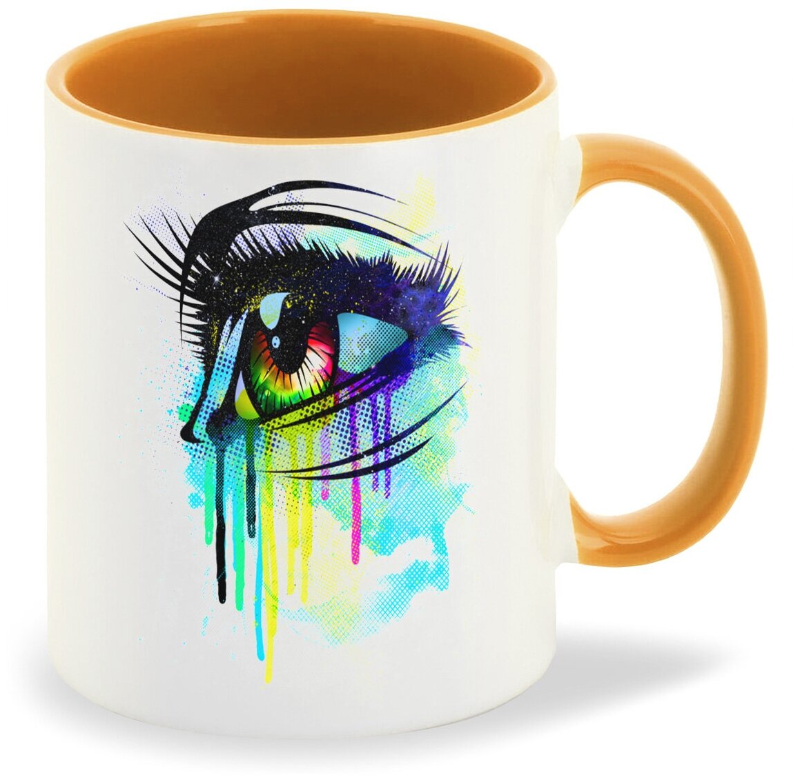 Кружка оранжевый CoolPodarok Глаз краски небо звезды