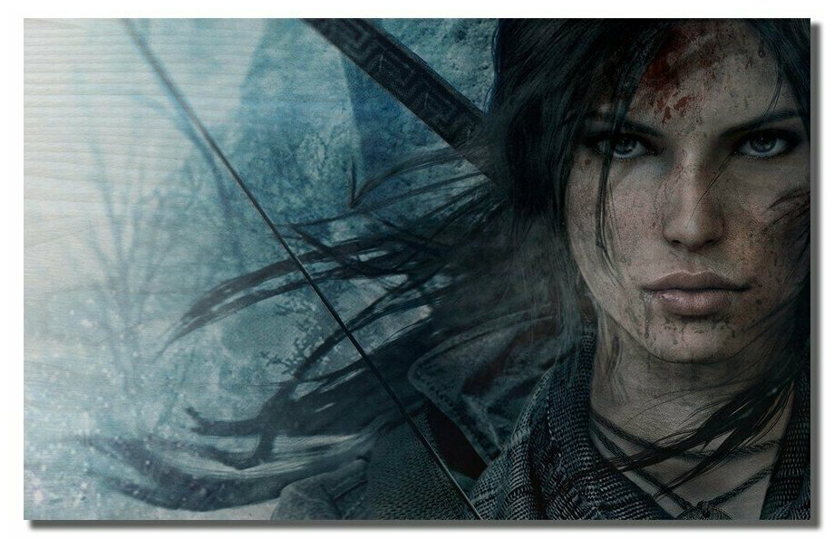 Картина интерьерная на дереве, рисунок игра Tomb Raider Lara Croft Лара Крофт Расхетительница гробниц - 6580 Г