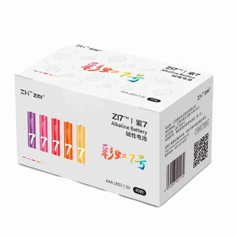 Батарейки алкалиновые ZMI Rainbow Zi7 типа AAA уп. 40 шт AA740 Colors
