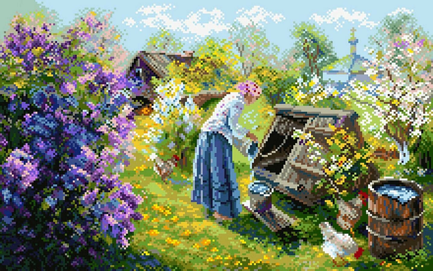 Рисунок на канве Матренин Посад "Деревня", 25х40 см