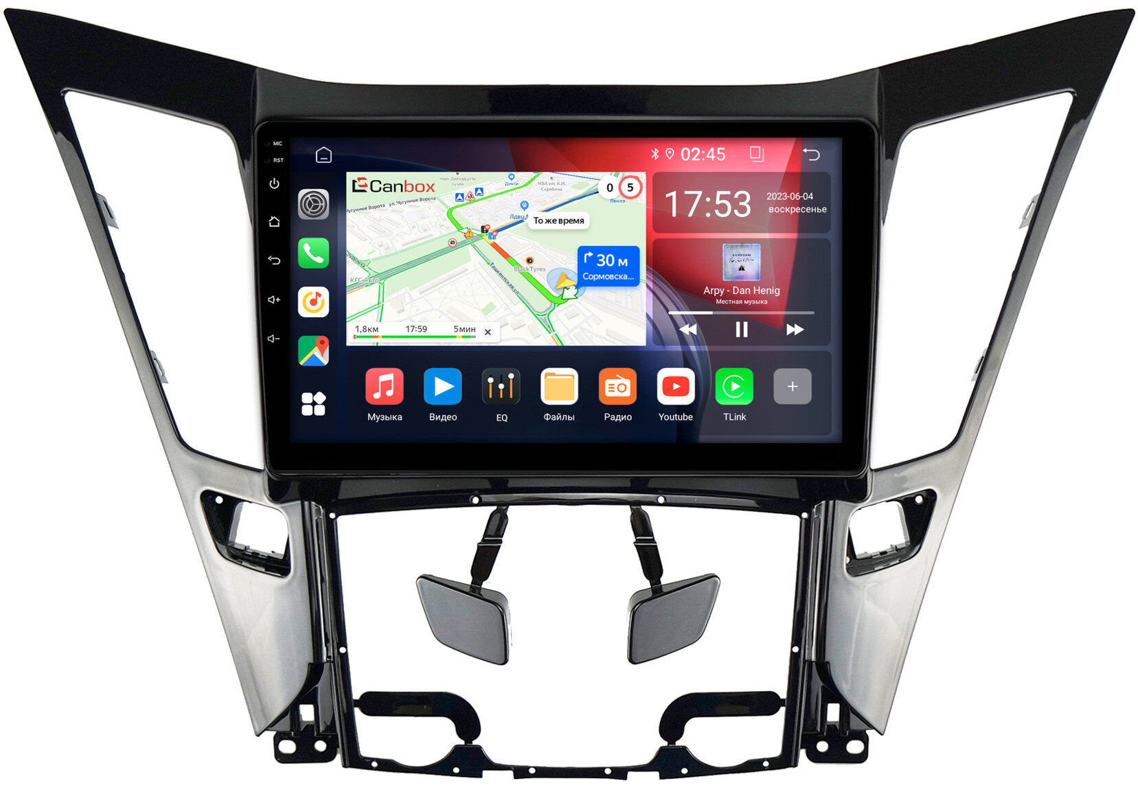 Штатная магнитола Hyundai Sonata 6 (YF) 2009-2014 Canbox GT9-9114 2/32 Android 10 (IPS, DSP, CarPlay)