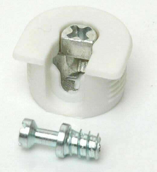 Стяжка-полкодерж. д/плиты 16мм, +дюбель L=7.5мм FIRMAX, цинк, никель, пласт, белая (2части), 20 шт